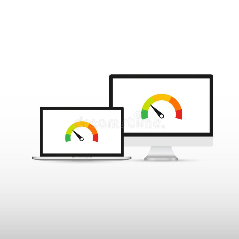 Laptop with Speed Test on the Screen. Vector Illustration Stock Vector ...