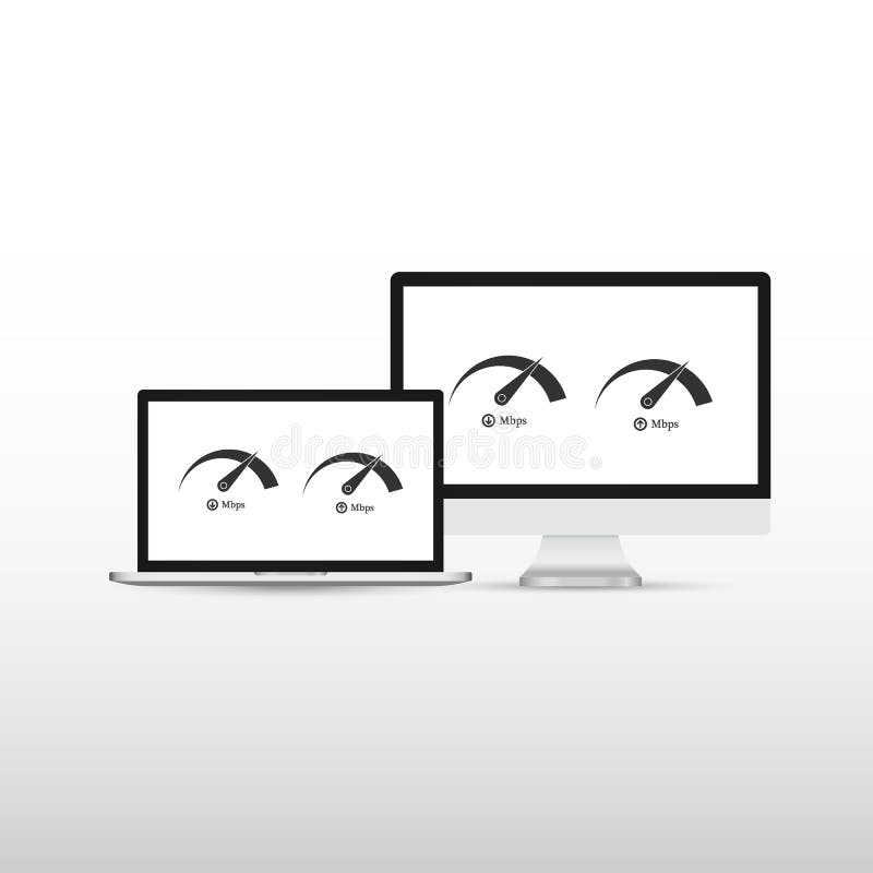 Laptop with Speed Test on the Screen. Vector Illustration Stock Vector ...