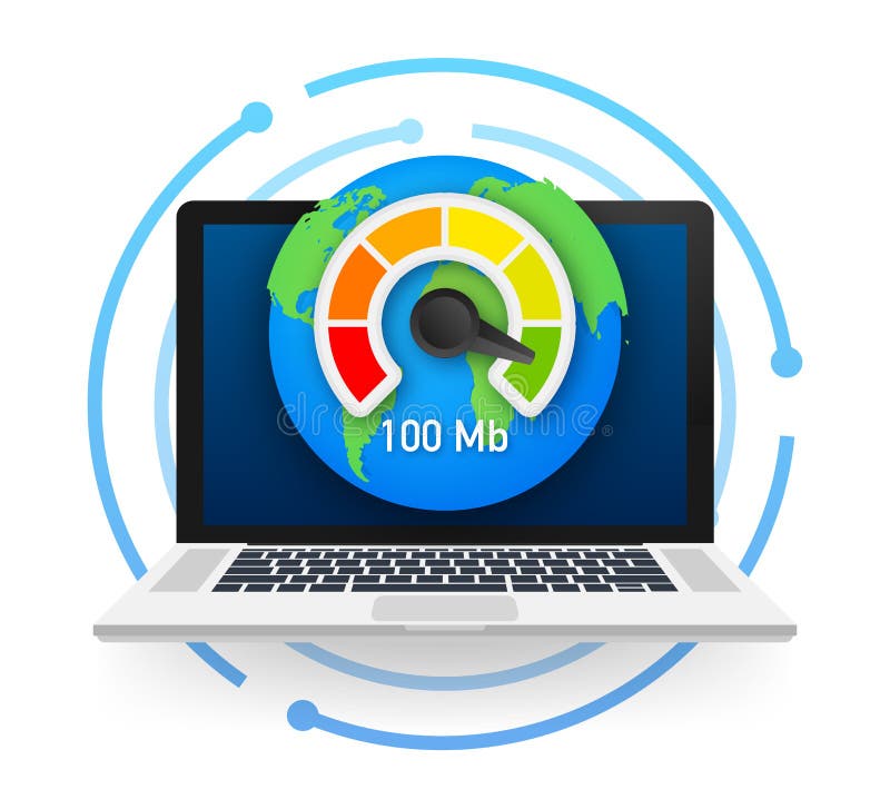 Laptop with Speed Test on the Screen. Vector Illustration. Stock Vector ...