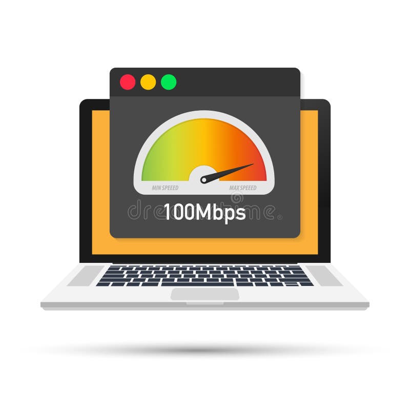 Laptop with Speed Test on the Screen. Vector Illustration. Stock Vector ...