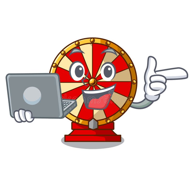 With Laptop Spinning Wheel Game the Mascot Shape Stock Vector ...
