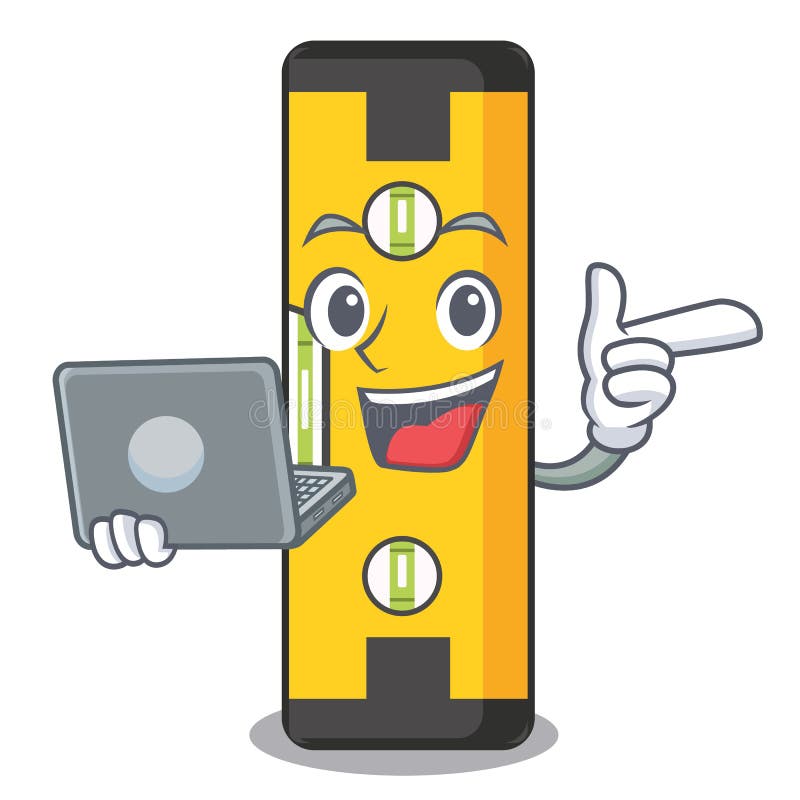 With Laptop Spirit Level Isolated in the Cartoon Stock Vector ...