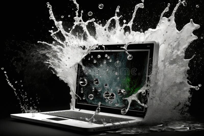 Laptop Splashed with Water. Water Damaged Device Stock Illustration ...