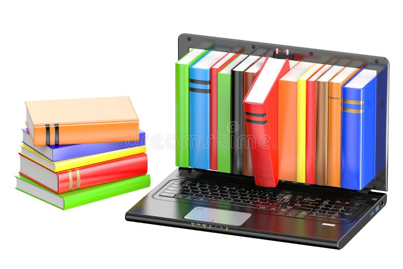 Digital Library and Online Education Concept - Laptop Computer with ...
