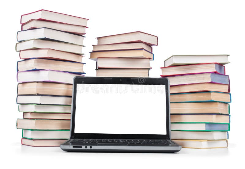 Laptop Computer with Colored Books Stock Image - Image of education ...