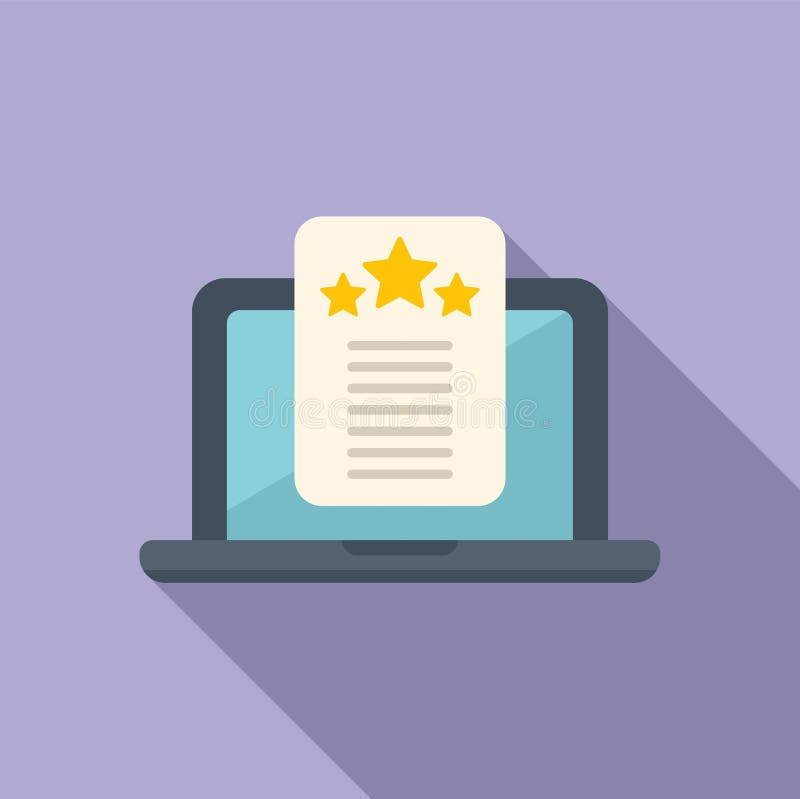 Laptop Star Icon Flat Vector. Medal Reward Stock Vector - Illustration ...