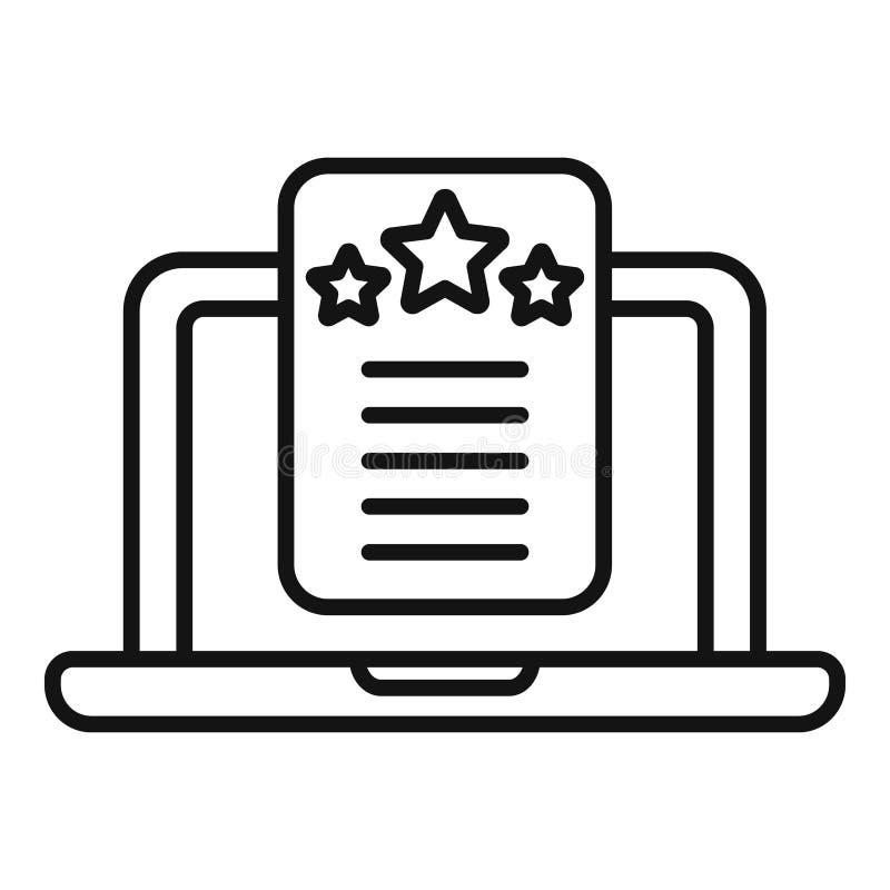 Laptop Star Icon Outline Vector. Medal Reward Stock Vector ...