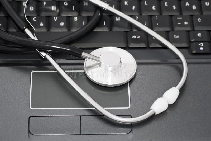 Medical Stethoscope and Laptop and Books. Stock Photo - Image of ...