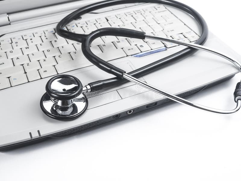 Laptop with Stethoscope stock image. Image of healthcare - 126872039