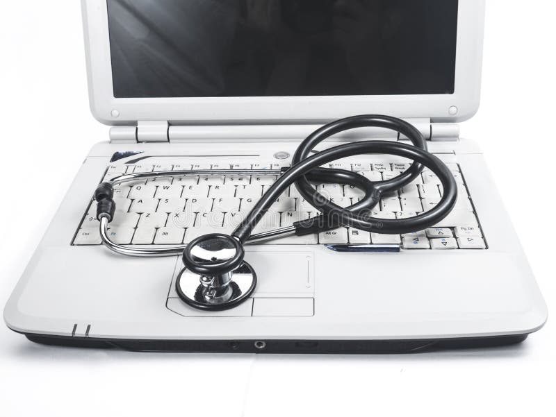 Laptop with Stethoscope stock image. Image of computer - 127248515