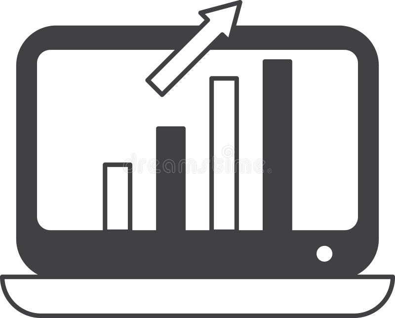 Laptop and Stock Chart Illustration in Minimal Style Stock Vector ...