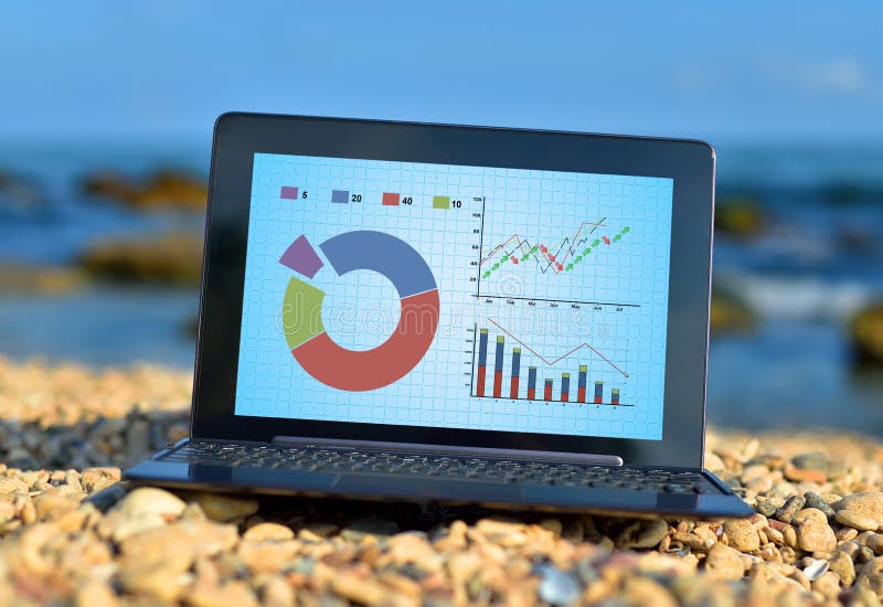 Laptop with chart stock image. Image of graph, idea, electronic - 35105697