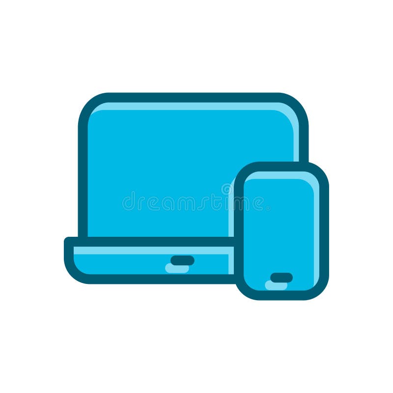 Laptop Blue Icon Vector Illustration Isolated on White Background Stock ...