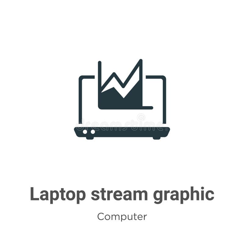 Laptop Stream Graphic Symbol Vector Icon on White Background. Flat ...