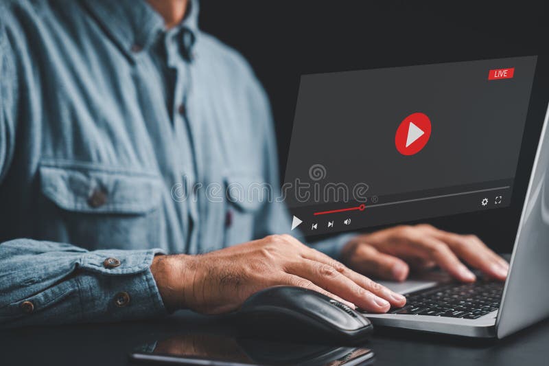 Laptop Streaming Platform Showcasing Diverse Video Content Stock Image ...