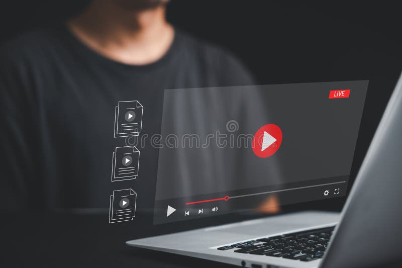 Laptop Streaming Platform Showcasing Diverse Video Content Editorial ...