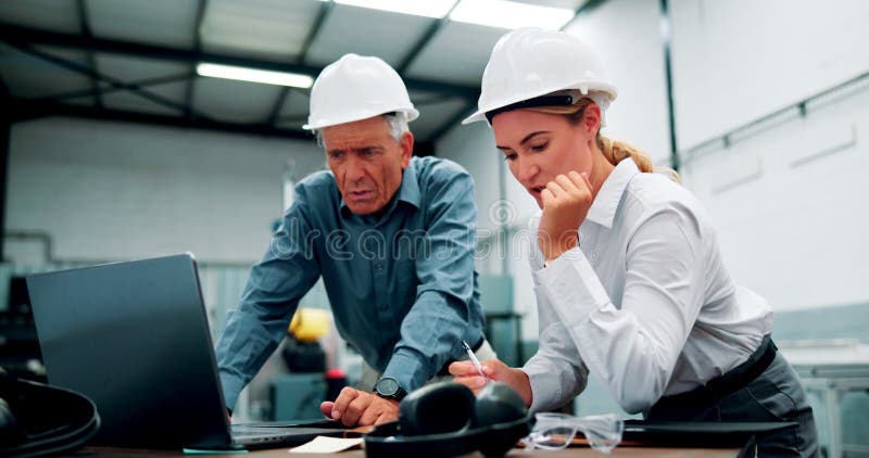 Laptop, Stress and Manager with Construction Worker Plan Architecture ...