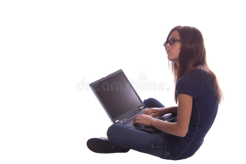 Laptop Student stock image. Image of laptop, child, brunette - 1529353