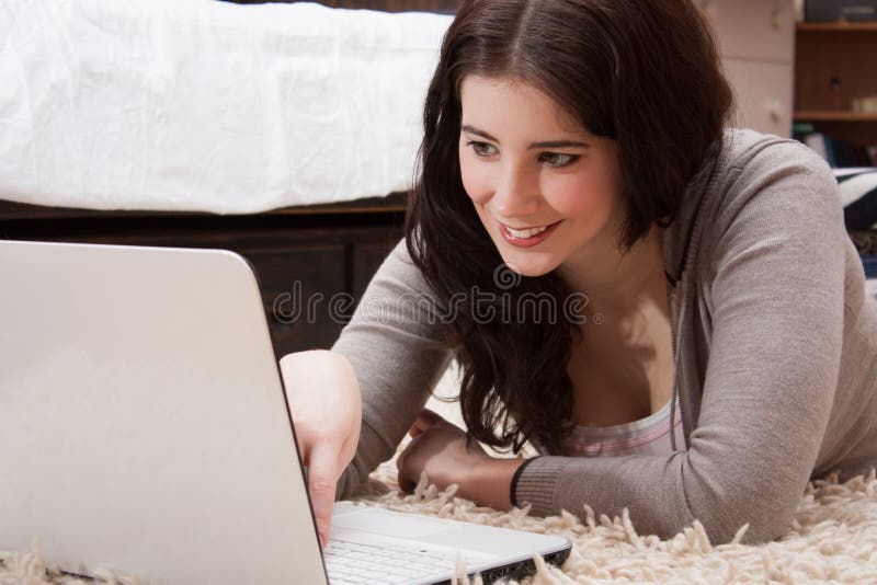 Laptop Study Girl stock photo. Image of dormitories, clean - 29467516