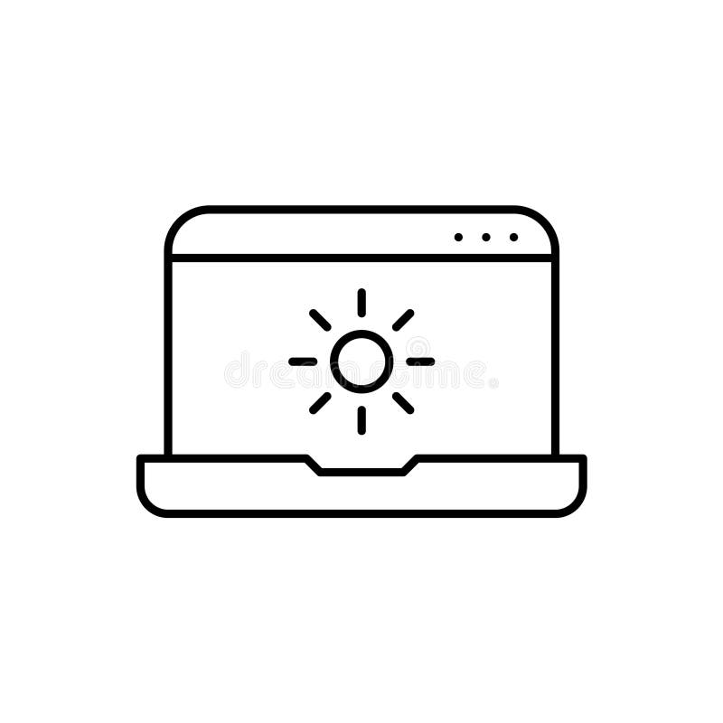 Laptop with Sun Symbol on Screen. Automatic Brightness Adjustment ...
