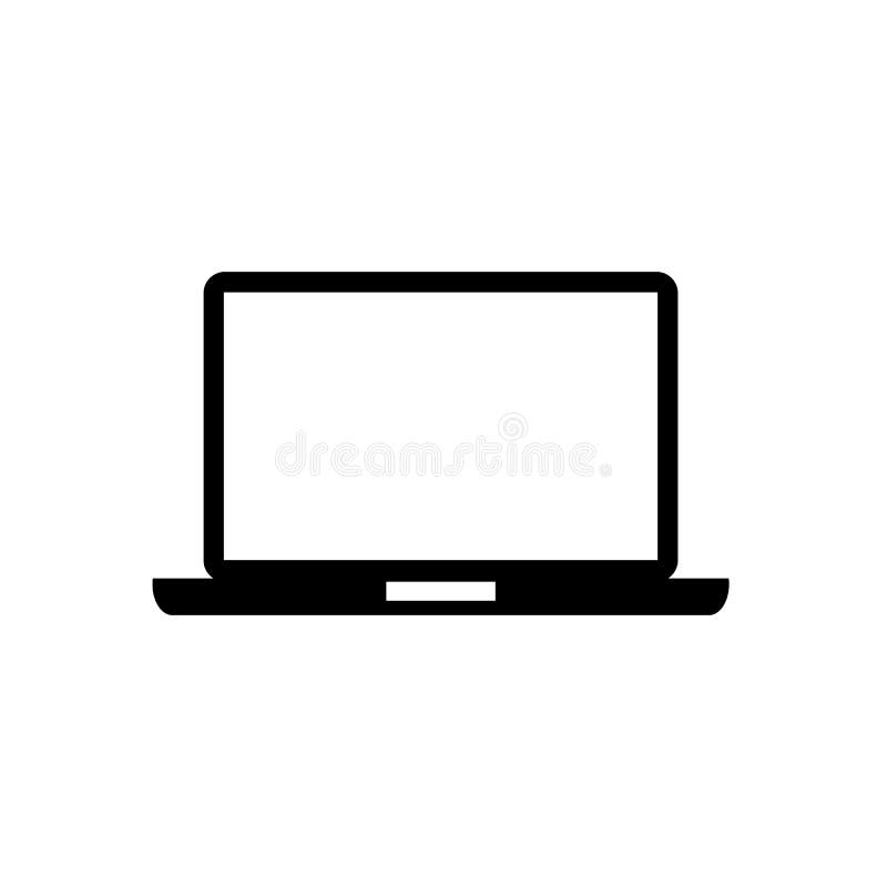 Laptop Symbol Flat Black Line Icon, Vector Illustration Stock ...
