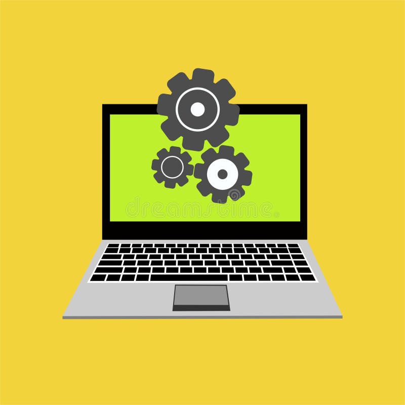 Laptop with Symbol Repair Service on Screen Stock Vector - Illustration ...
