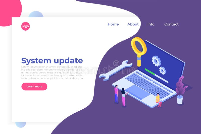 Laptop System Update Flat Style Concept. Stock Vector - Illustration of ...