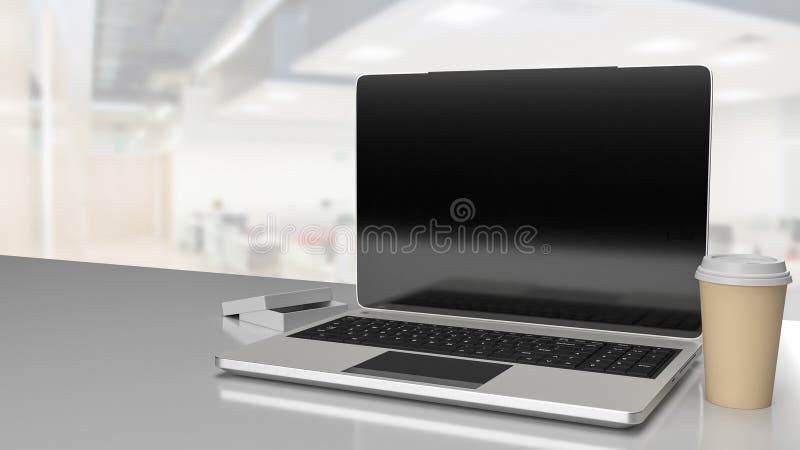 The Laptop on Table for Business Concept 3d Rendering Stock ...