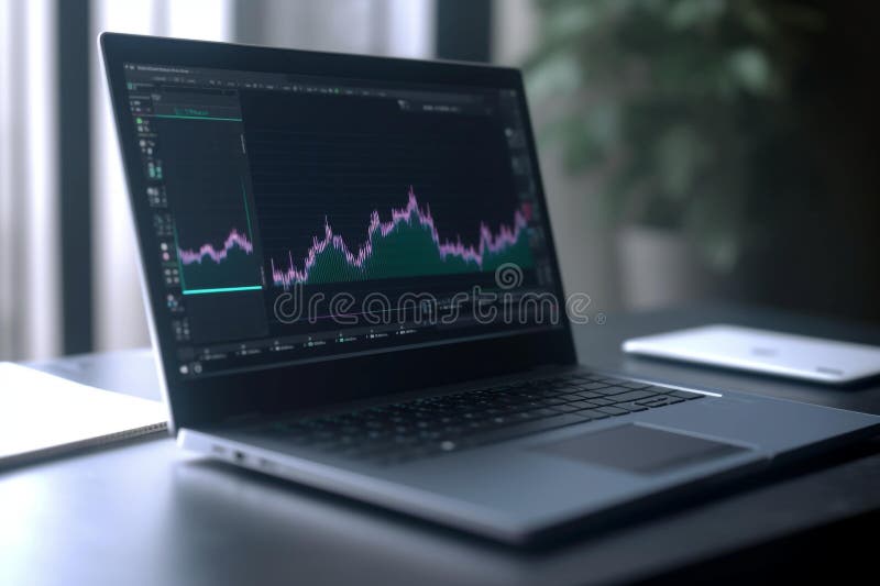 Graph on Laptop Analyzing Business Data on a Laptop, AI Generative ...