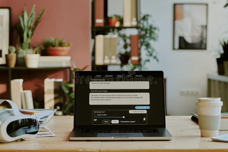 Laptop on Table in Co-working Zone Stock Photo - Image of gadget, biophilic: 374060144