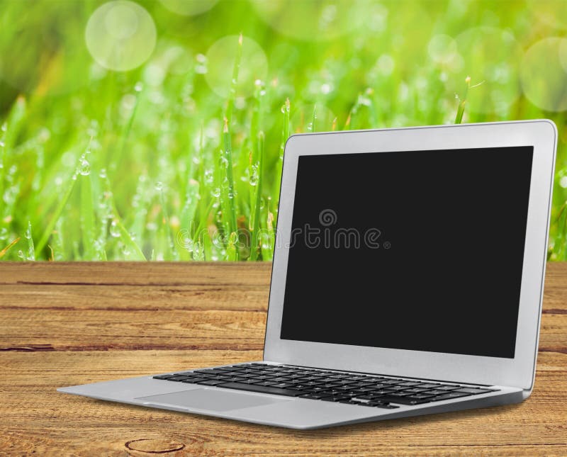 Laptop on the table stock photo. Image of silver, hightech - 119327442