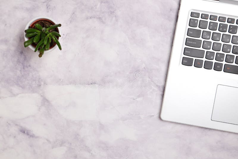 Laptop on Table, Top View, Copy Space Stock Image - Image of copy ...