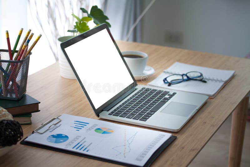 Laptop on Table. Working Place Table. Editorial Image - Image of ...