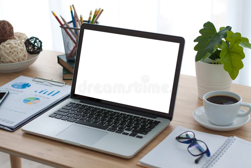 Laptop on Table. Working Place Table. Editorial Photography - Image of ...