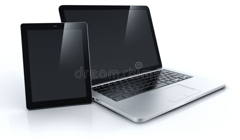 Laptop and tablet stock illustration. Illustration of black - 21263340