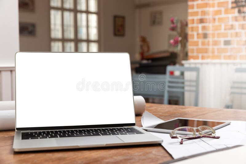 Laptop with Tablet on Architect Desk. Business, Architecture, Building ...