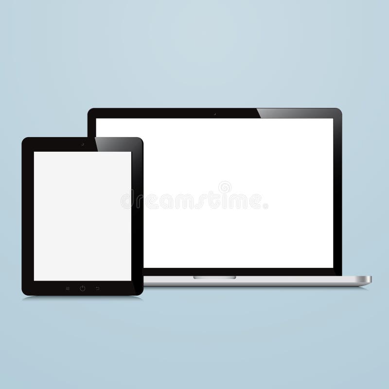 Tablet PC with Blue Touchscreen and Colorful Apps Stock Vector ...