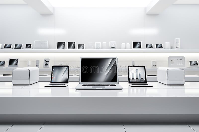 Laptop and Tablet Computers in a Modern Office. 3d Rendering Stock ...