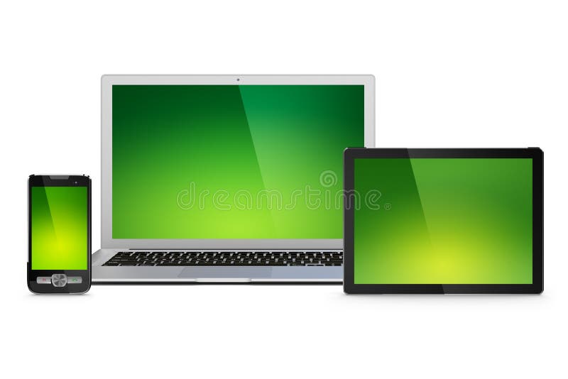Laptop, Tablet and Mobile Phone Stock Illustration - Illustration of ...