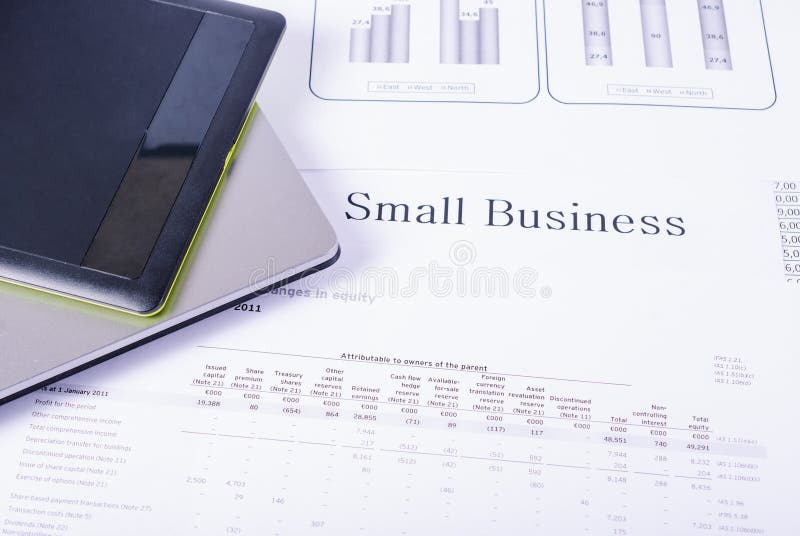 Laptop and Tablet at Office Desk with Documents Stock Image - Image of ...