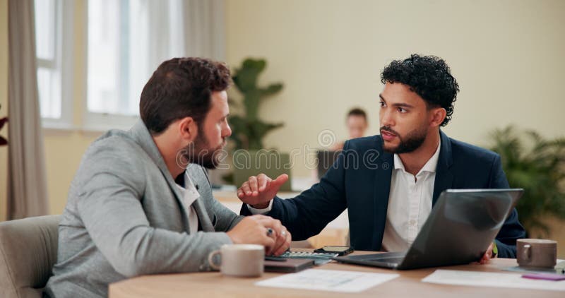 Laptop, Team and Business Men Talking, Planning or Insight for ...
