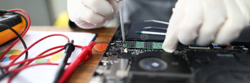 Laptop Technician Fixing Personal Computer Stock Photo - Image of hand ...