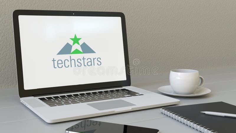 Laptop with Techstars Logo on the Screen. Modern Workplace Conceptual ...