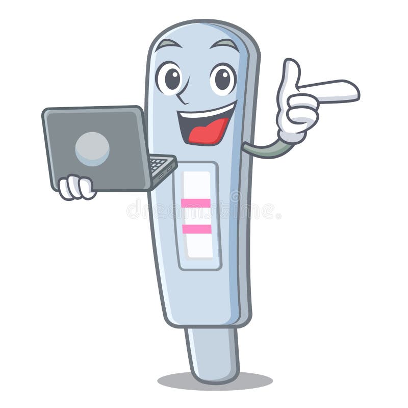 With Laptop Test Pack in the Mascot Shape Stock Vector - Illustration ...