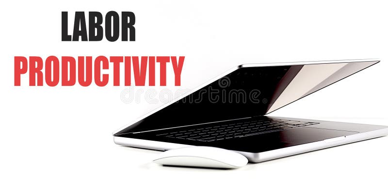 Laptop with the Text Labor Productivity on a White Background Alongside ...