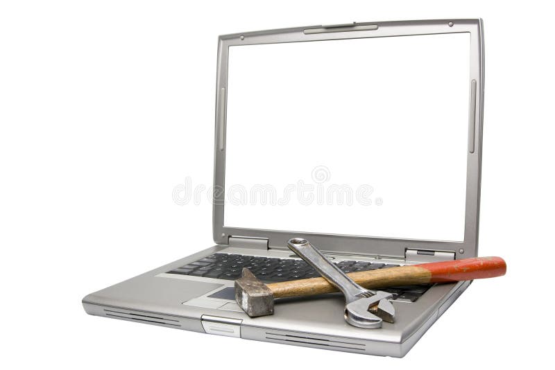 Laptop and tools stock photo. Image of wrench, concept - 8009518