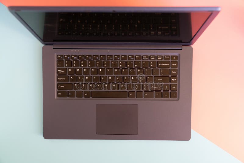 Laptop top view stock image. Image of blank, open, silver - 187466859