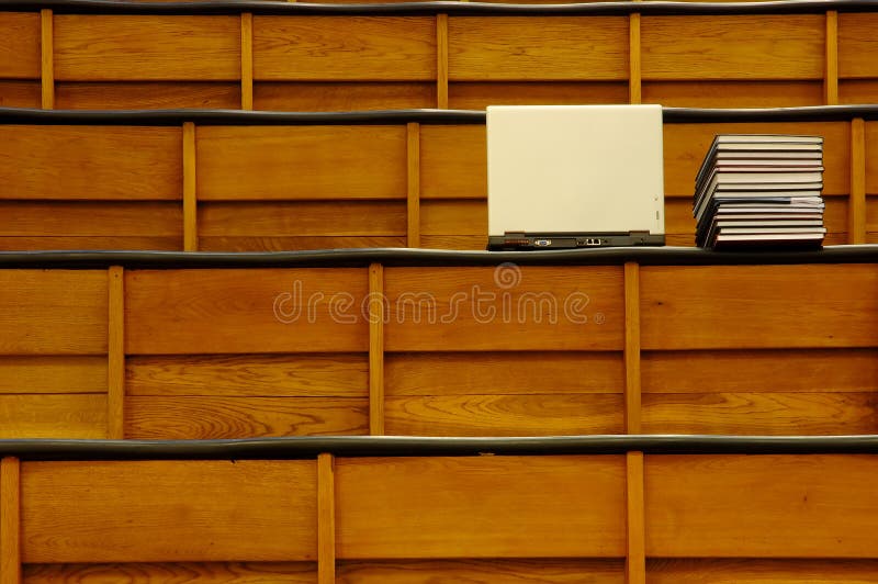 Laptop in Traditional Lecture Hall Stock Image - Image of education ...