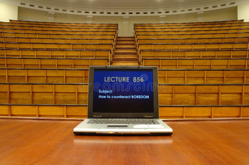 Laptop in Traditional Lecture Hall Stock Photo - Image of college ...