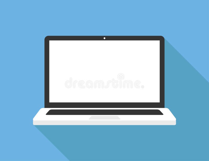 Laptop in Trendy Flat Style with Browser Window. Open Display. Front ...